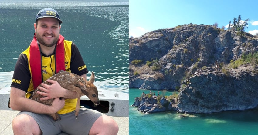 COSAR boat captain rescues day-old fawn from steep cliff above ...