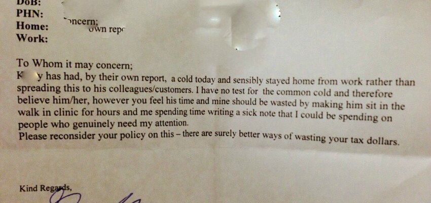 Doctor's Note Goes Viral Because of Sarcastic Comments