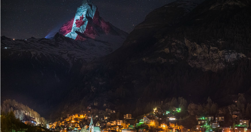 PHOTOS: Canadian flag projected across Switzerland’s mighty Matterhorn
