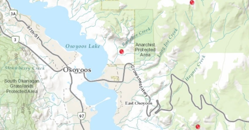 Several fires spark east of Osoyoos