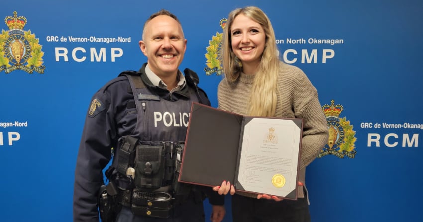 North Okanagan woman recognized by RCMP for helping injured senior