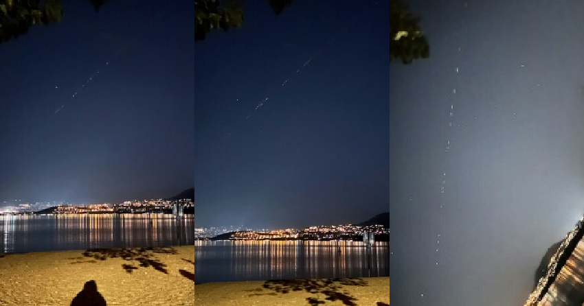 Large Starlink satellite formation visible in the Okanagan