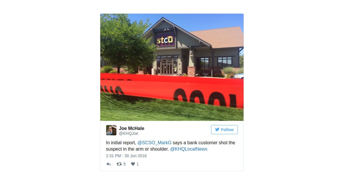 Bank Robber Gets A Hitch In His Plan -- An Armed Citizen | Concealed Nation