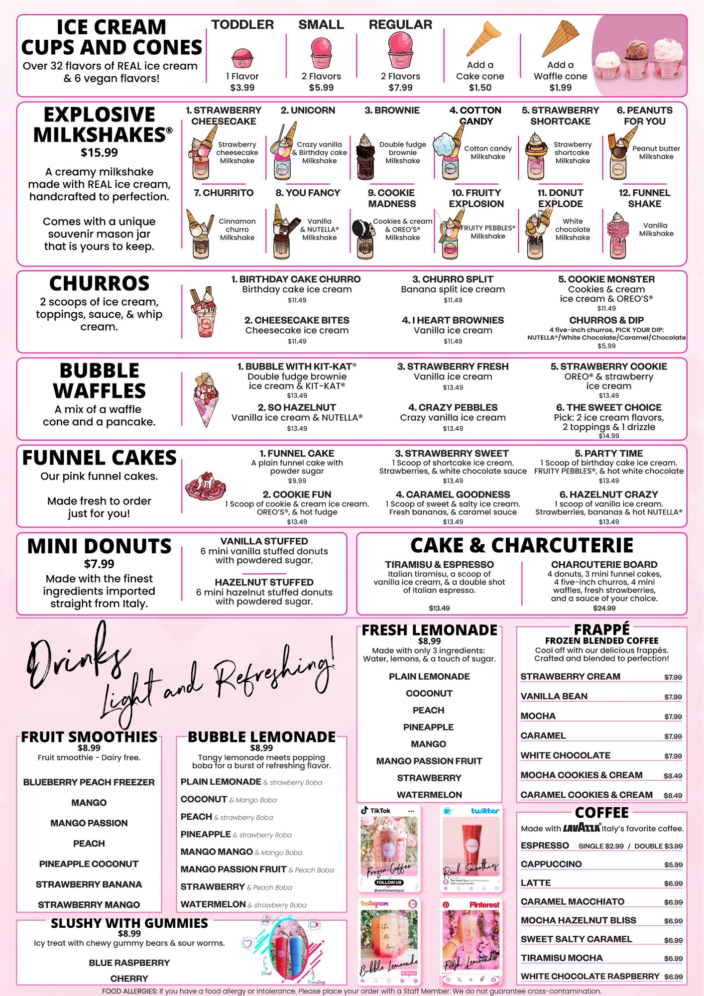 Our menu - The Sweet Spot - A premium dessert shop and much more.