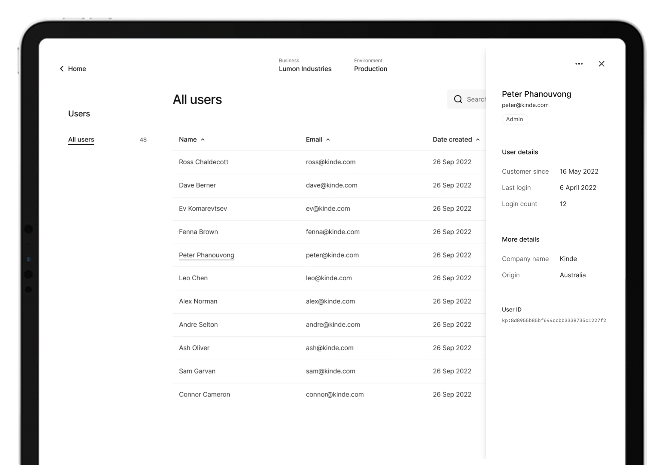 User Management - Kinde