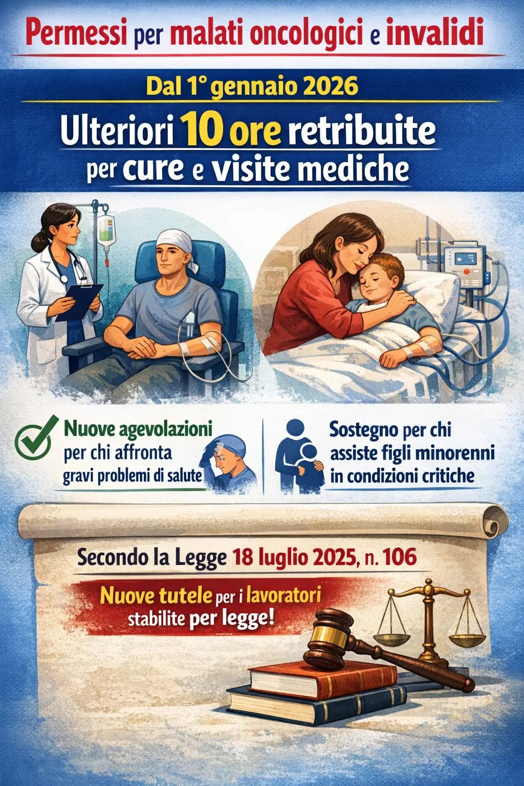 Permessi per Malati Oncologici e Invalidi: 10 Ore dal 2026