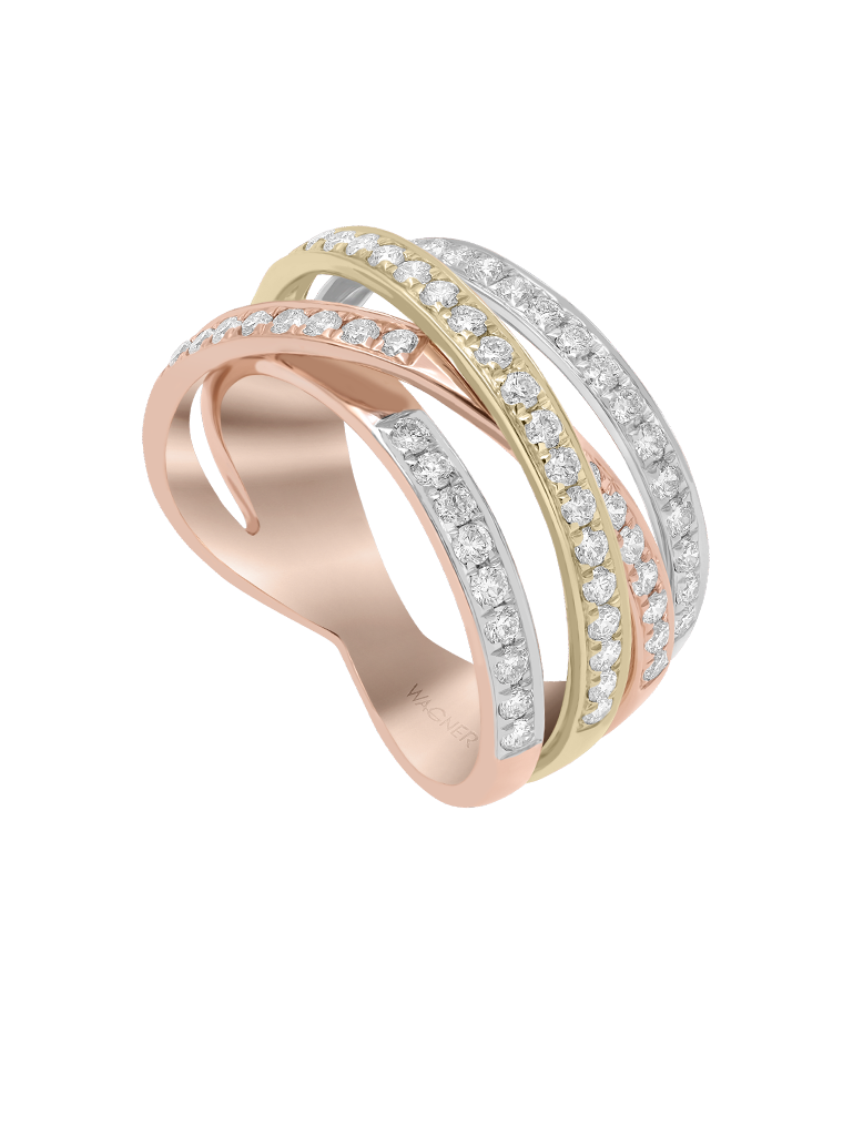 Wagner - Looping Tricolor - Ring - 18 Kt Weißgold, 18 Kt Gelbgold, 18 ...