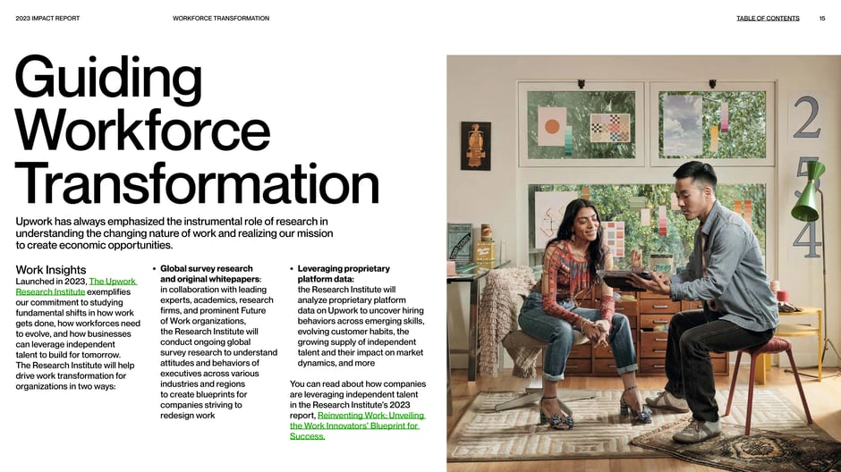 Improving the Talent Journey — Upwork Impact Report 2023 — Deck.gallery