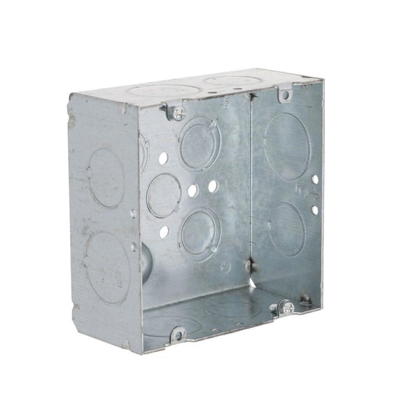 RACO® 8265 Square Box, Steel, 42 cu-in Capacity, (12) Knockouts, 4-11/ ...