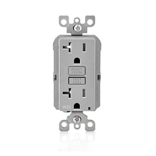 Leviton® GFWT2-GY Duplex Feed Through Self-Test Slim Tamper/Weather ...