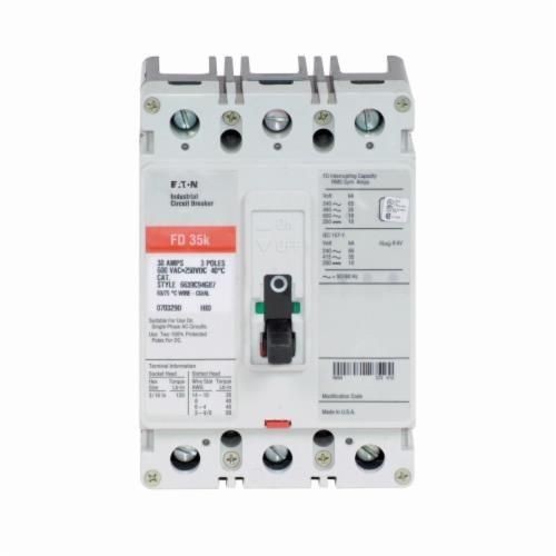 EATON FD3080 C Series Type FD Molded Case Circuit Breaker, 600 VAC/250 ...