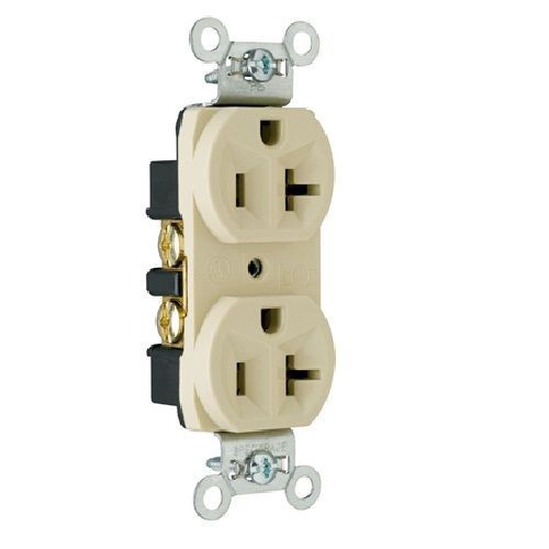 Pass & Seymour® CRB5362I Duplex Straight Blade Receptacle, 125 VAC, 20 ...