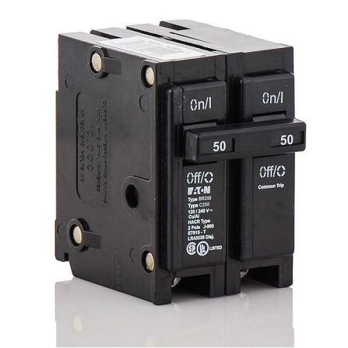 EATON BR250 Type BR Circuit Breaker, 120/240 VAC, 50 A, 10 kA Interrupt ...