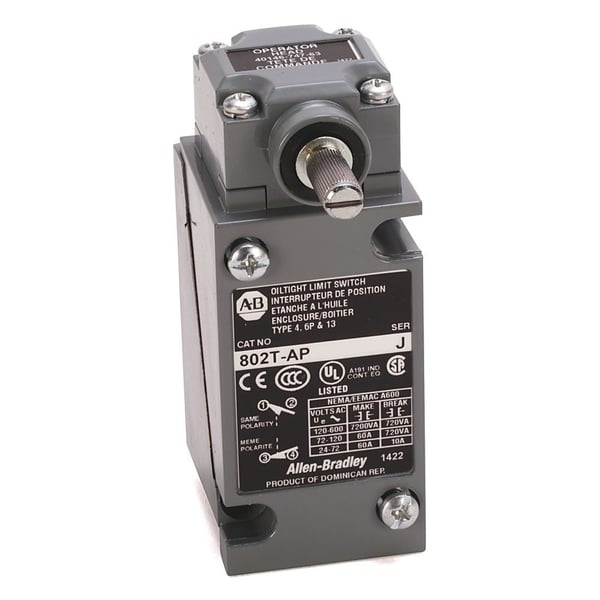 Allen-Bradley, 802T-ATP, Limit Switch, NEMA Type 4 and 13 Oiltight Construction, Plug-In, Lever ...