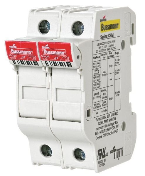 Bussmann® CHM2DU Finger-Safe Modular Fuse Holder, 600 VAC/690 VDC, 30/ ...