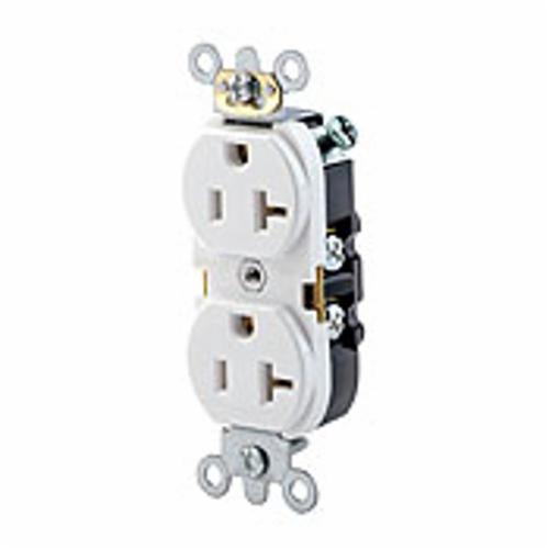 Leviton® 5362-SW Heavy Duty Straight Blade Duplex Receptacle, 125 VAC ...