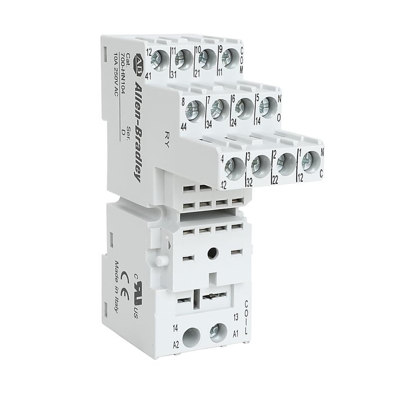 Allen-Bradley 700-HN104 Relay Socket, 14 Blades, Accepts Plug-In ...