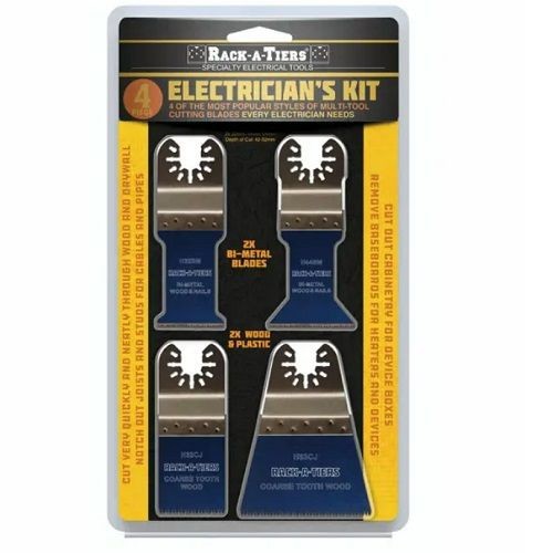 Rack-A-Tiers® H4EMK Multi Tool Electrician's Kit, 4 Piece Blade Set, 2 ...