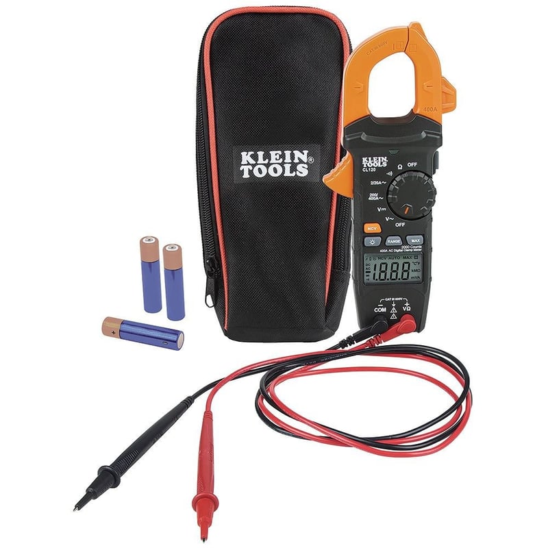Klein® CL120 Digital Clamp Meter, 600 VAC/VDC, 400 A AC, 20 Mohm, 1.61 ...
