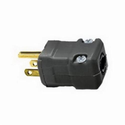 HUBBELL® Valise® HBL5965VBLK Male Straight Blade Plug, 125 VAC, 15 A, 2 ...