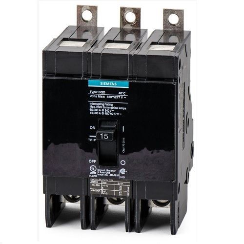 Siemens BQD315 Type BQD Molded Case Circuit Breaker, 277/480 VAC, 15 A ...
