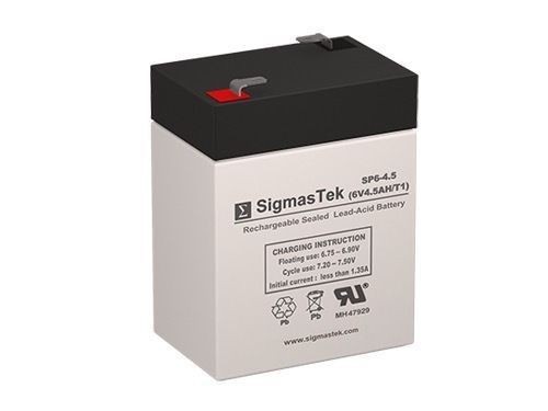 Jasco, Battery, Rechargeable, Lead Acid, 6 Volts, 4.5 Ah, F1, 2.76 Inch ...