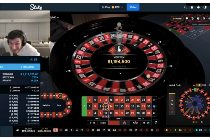 Laimējiet 1 194 500 ASV dolāru Pragmatic Live Roulette spēlē vietnē Stake