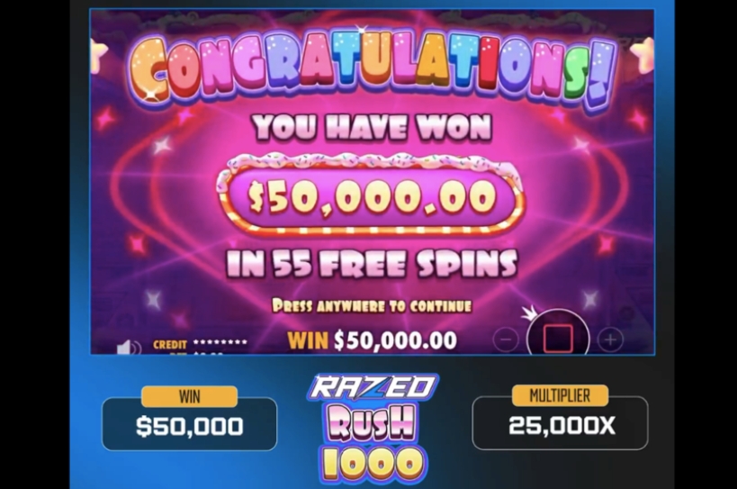 Dos grandes victorias en Razed Rush 1000 en Razed Casino