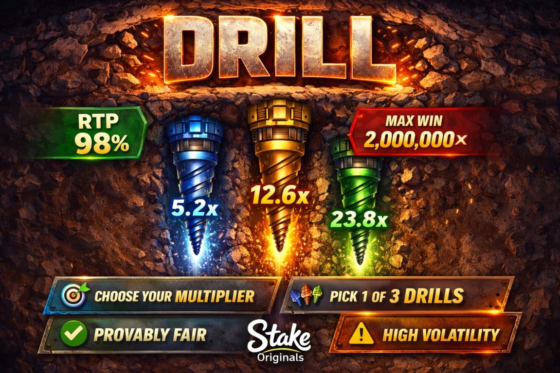 Test et conseils pour jouer à Drill de Stake Originals | Taux de ...