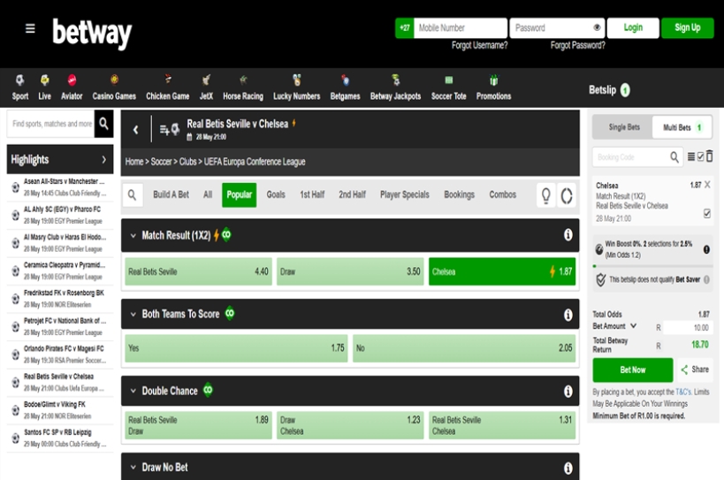 Real Betis vs Chelsea - Betway Boost for a Blues Win in Conference ...