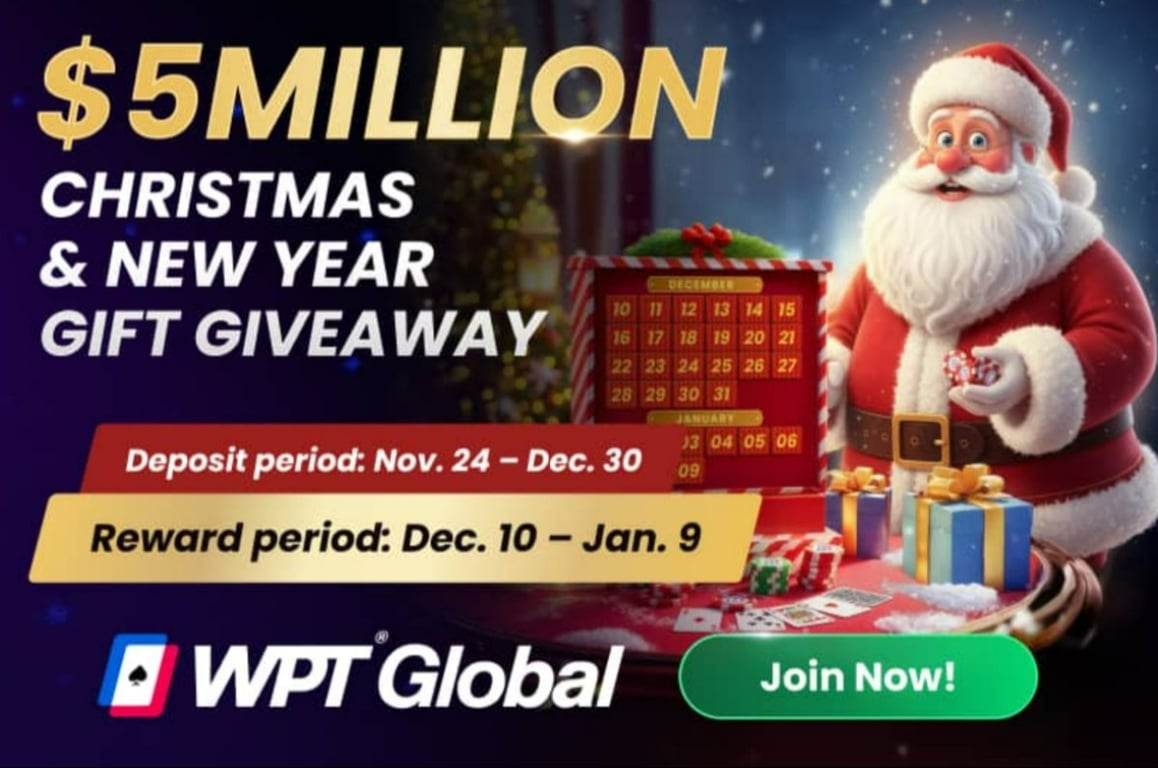 WPT Global Unveils $5M Holiday Giveaway for December and New Year