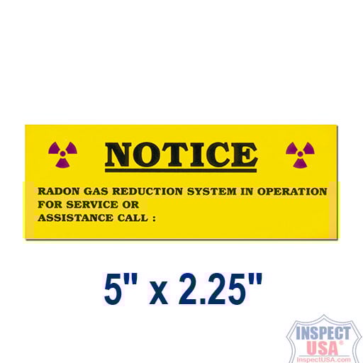 Radon System Labels: Radon System Yellow (15251) 50 Labels 5" x 2.25 ...
