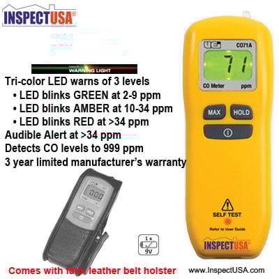 Digital Carbon Monoxide Detector 0-999ppm (CO71A) with Case | Inspect USA