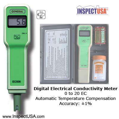Electrical Conductivity EC Meter (EC506) ATC w/Calibration Solution ...
