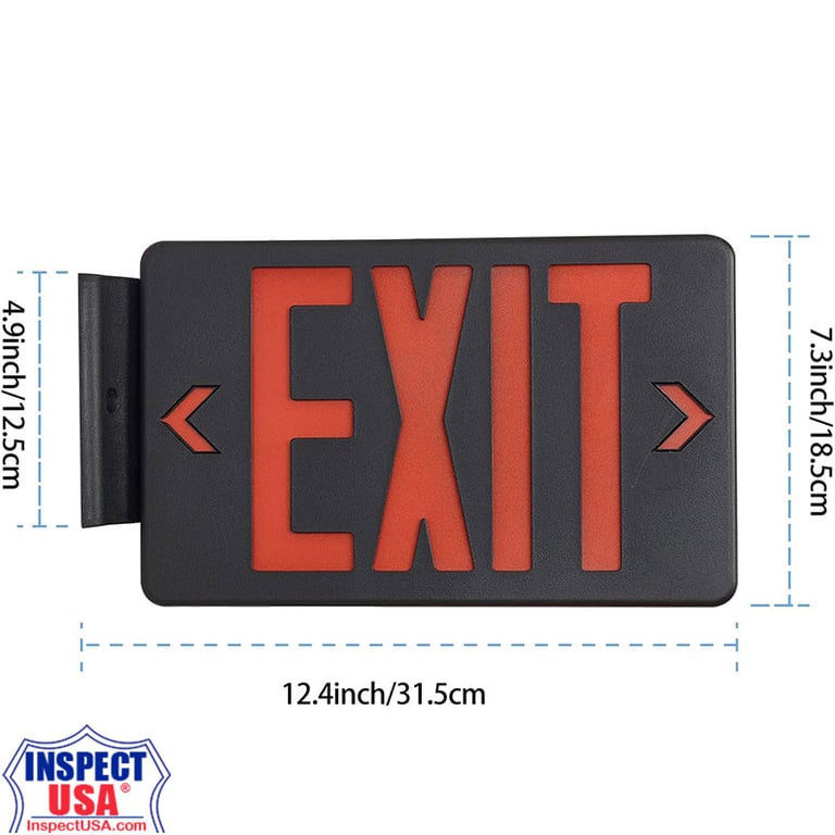 Red LED Exit Sign Black Housing (EX01-RED) Emergency Battery Backup ...