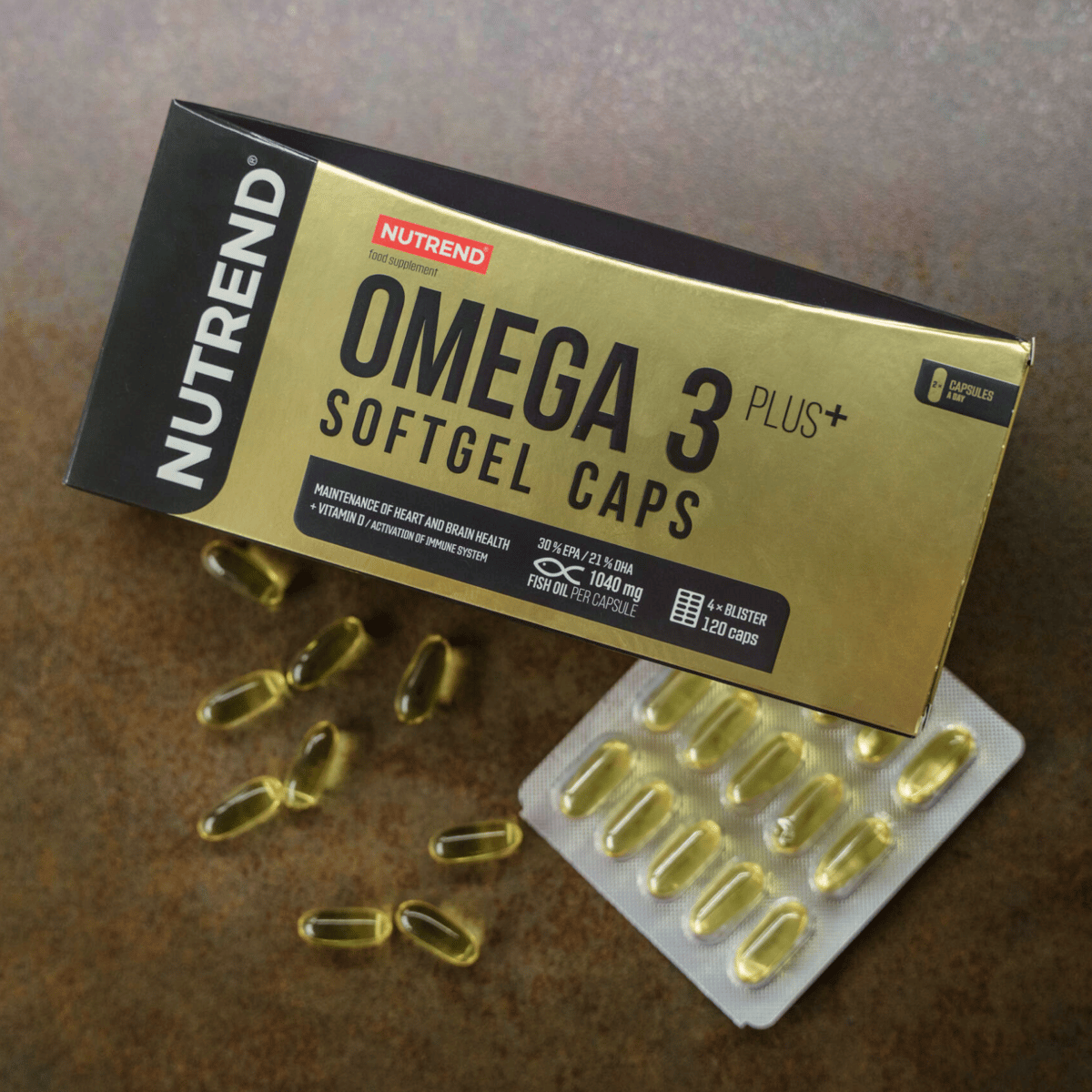 Omega 3 Plus Softgel Caps, 120 caps, No Flavour | Nutrend.cz