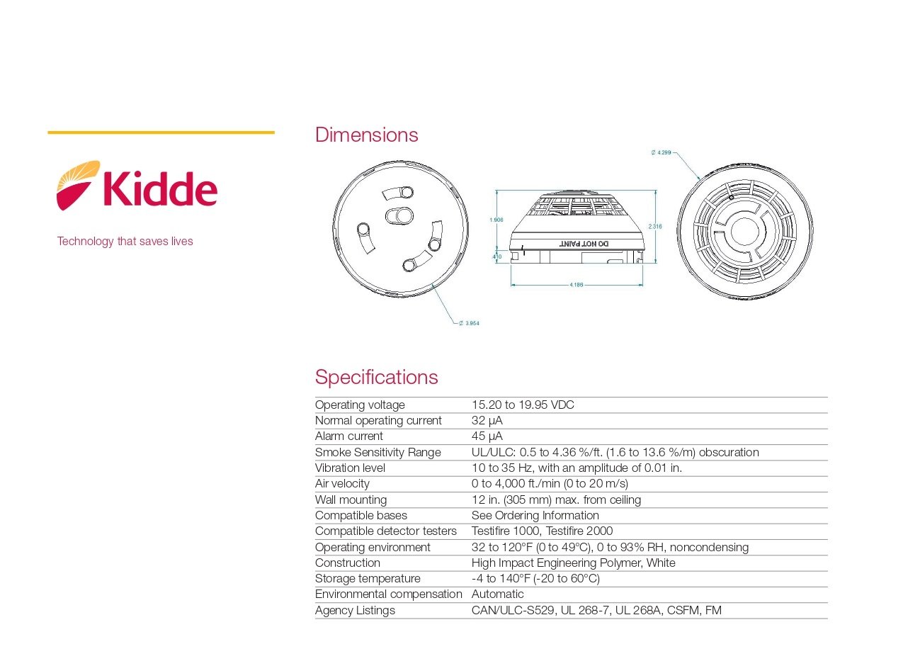 Detector de Humo Direccionable Kidde KI-OSD/ Optico Multicriterio/ ULC ...