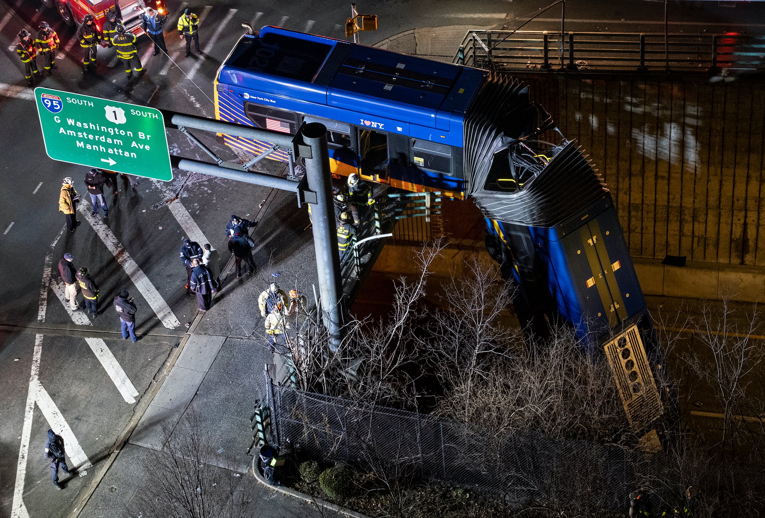 Bus Dramatically Plunges Off Bridge; Driver, Passengers Hurt ...