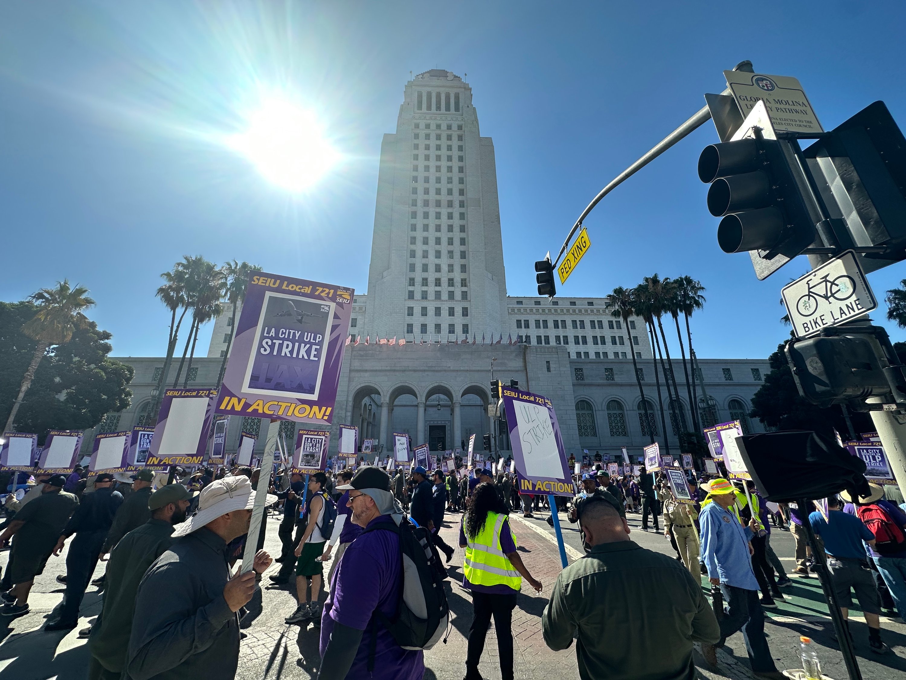 Thousands of LA city workers stage one-day walkout | Courthouse News ...
