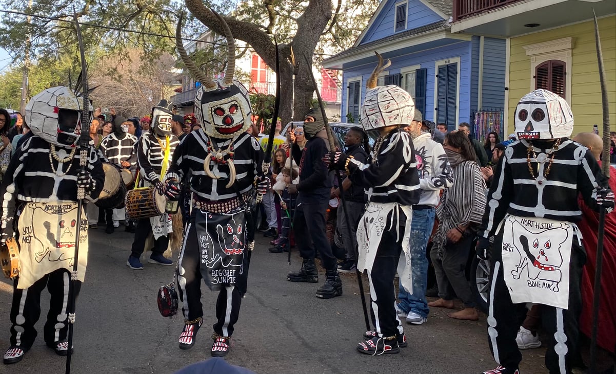 In New Orleans’ Tremé, historic skeleton krewe rings in Mardi Gras ...