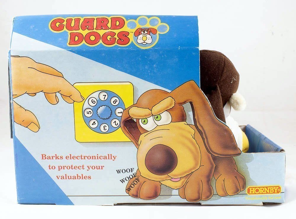 Vintage 1990 Hornby Guard Dogs, Plush Electronic Safe, Mint & Boxed
