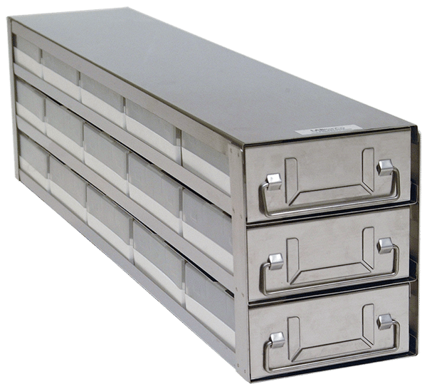 Upright Freezer Drawer Racks | 5 Deep x 3 High | 2" Polycarbonate Boxes