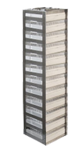 12 Boxes High Vertical Racks with Spring Clips | 2" Polycarbonate Boxes ...