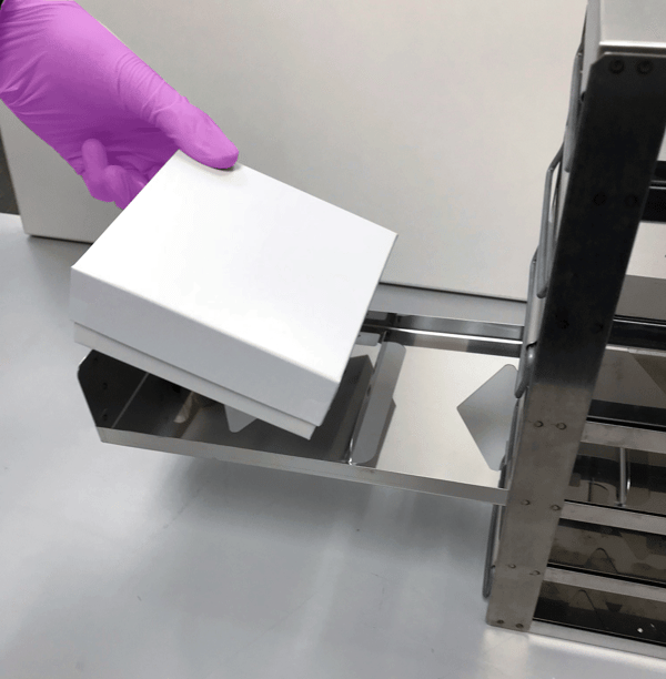 Upright Freezer Rack with Drawers with Cardboard 2" Boxes (100 Cell ...