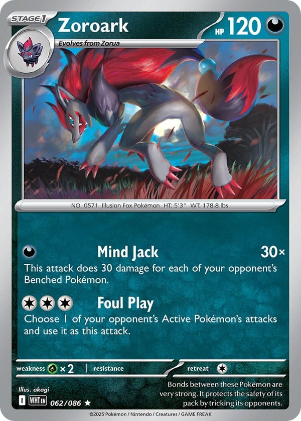 Zoroark #062/086 | White Flare | Rare- Rev Holo - rarefindcollectibles