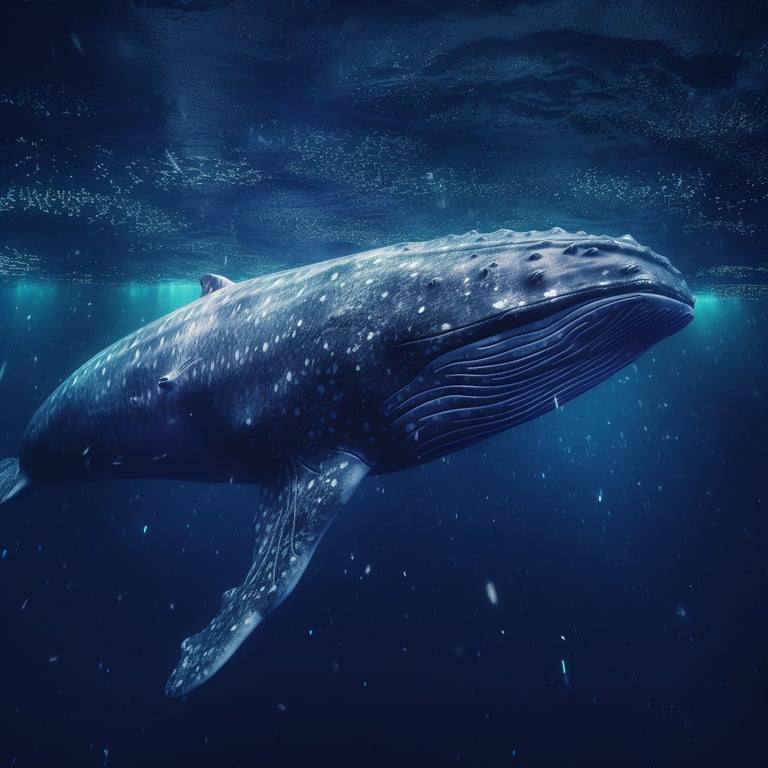 Blue Whale Luminescent Ocean #1 by 5th DimensionAI Art