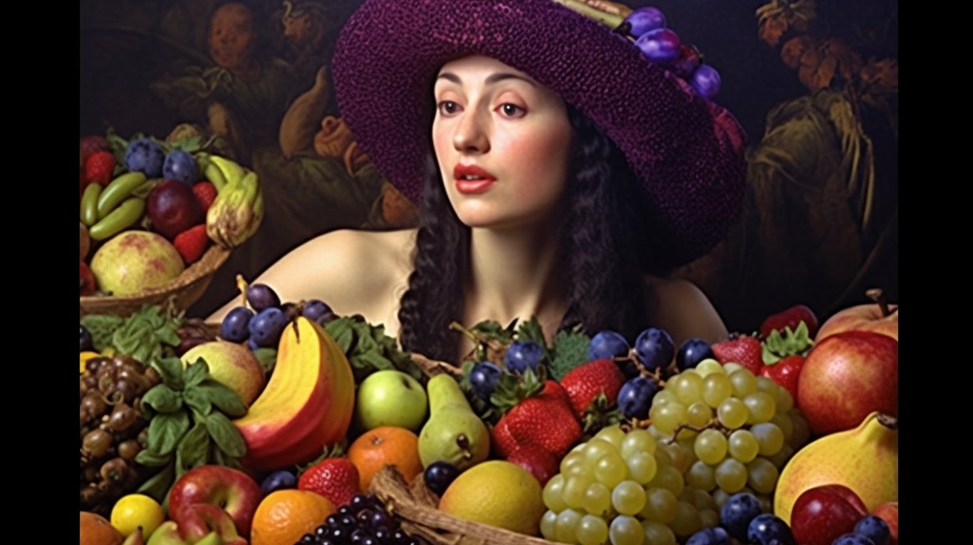Woman in Fruit Hat #2 by Irina Shamaeva