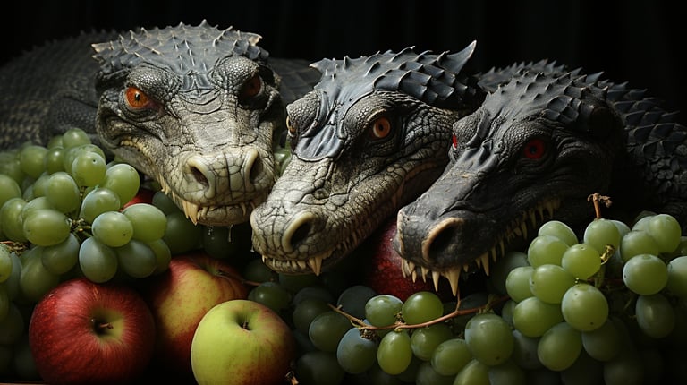 Alligators Eating Fruit by Irina Shamaeva