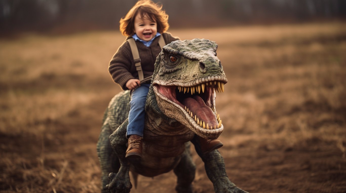 Kids Riding Dinosaurs #6 by Garry