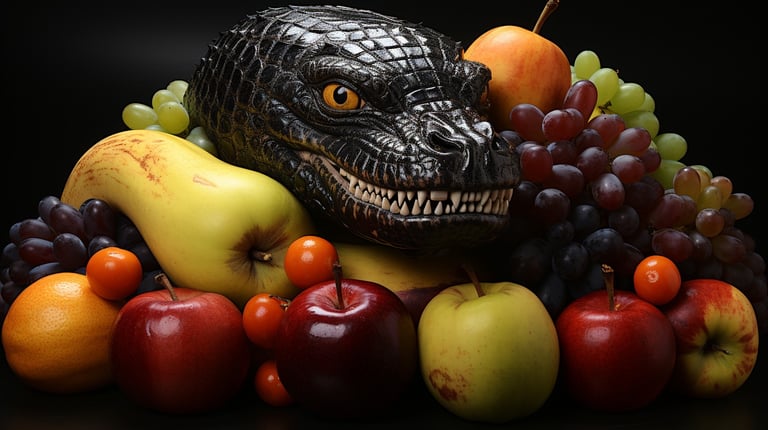 Alligators Eating Fruit by Irina Shamaeva